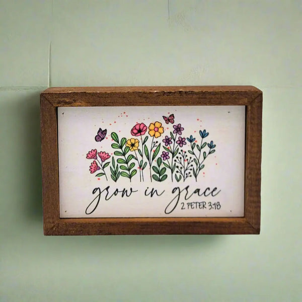 Grow in Grace Bible Verse Wood Sign 6x4 -Spiritual Home Decor Gift ...