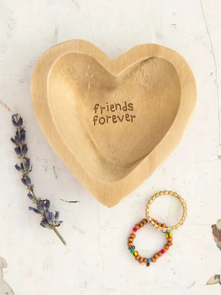 Natural Life Friends Forever Wooden Dish - Friendship Trinket Tray ...