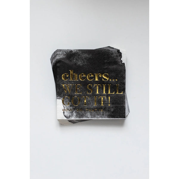 Cheers! Black & White Watercolor Cocktail Party Napkins | Jenny's Gift ...
