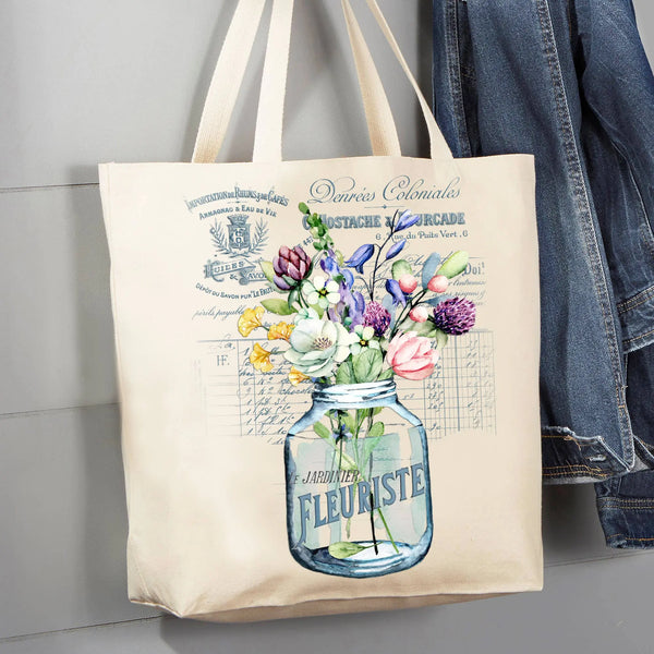 Vintage French Fleuriste Florist 12 oz Canvas Tote Bag – Jenny's Gift ...